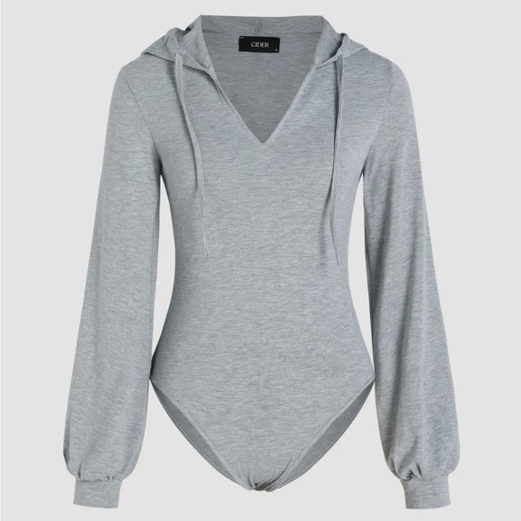 Cider | Pants & Jumpsuits | Solid Hooded Drawstring Bodysuit | Poshmark